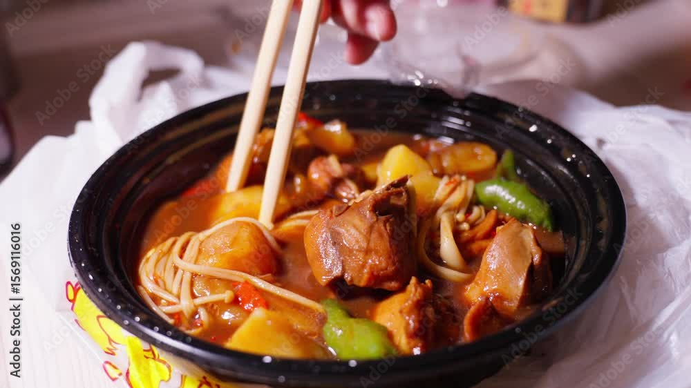 Chinese Braised Chicken (Huangmen Ji) Takeout Box Stock Video | Adobe Stock