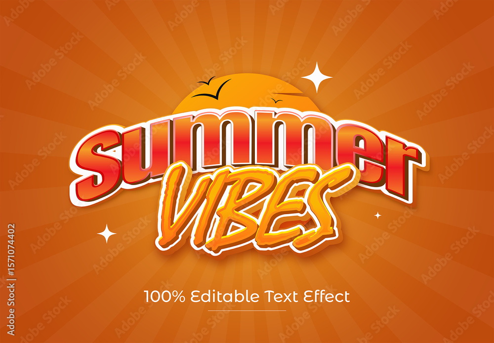Editable Summer Vibe Text Effect Stock Template | Adobe Stock