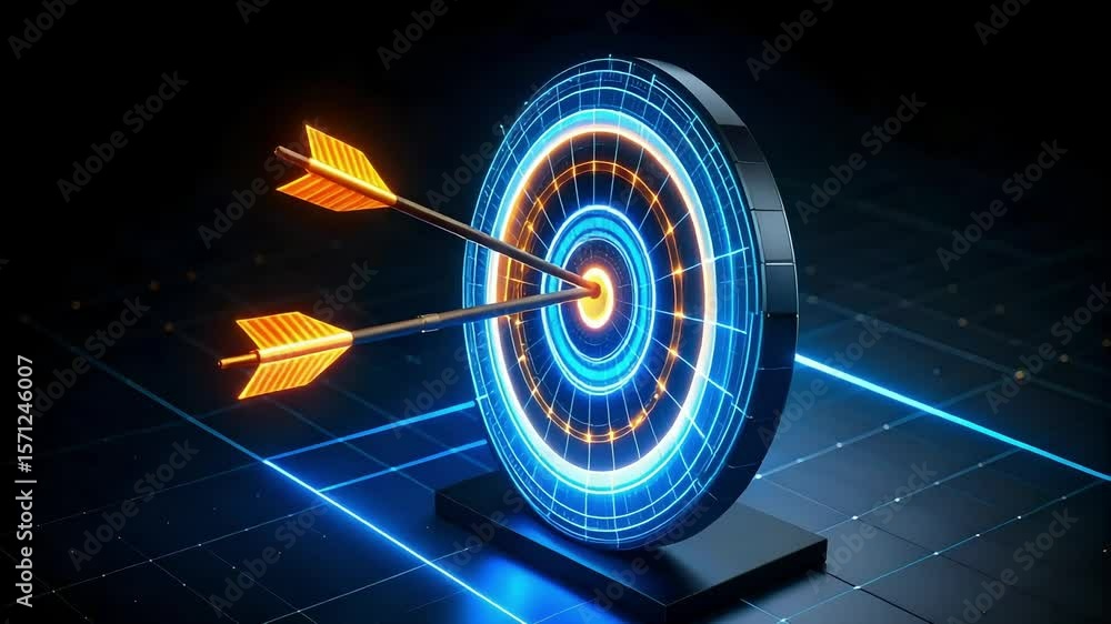 Digital Target with Dual Arrows Hitting the Bullseye: A Futuristic ...