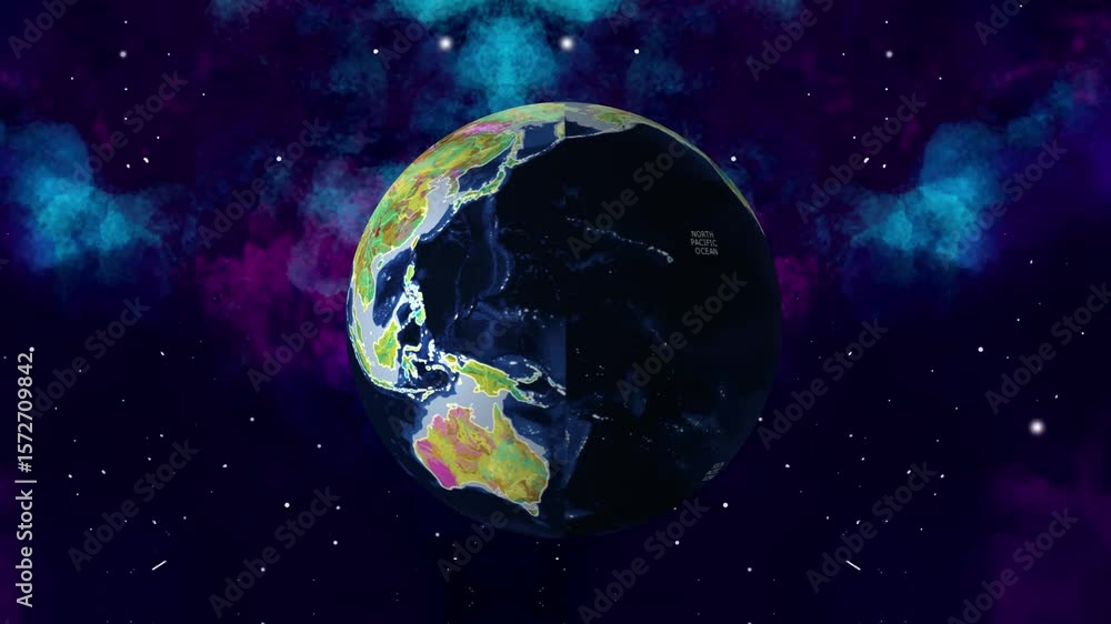 Realistic 3D Spinning Earth Animation. Realistic Earth planet. Seamless ...