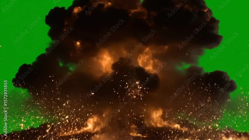 Vidéo Stock explosion with fire green screen. video editing, movie ...