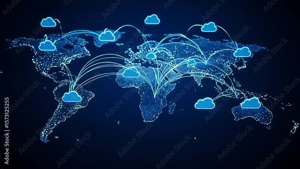 Global Cloud Connectivity Map Illustrating Data Flow Between Continents ...