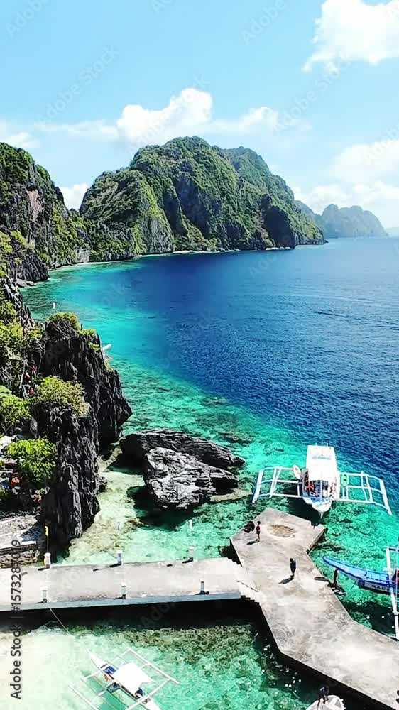 Vertical screen, Philippines El Nido tour, drone footage Drone view of ...
