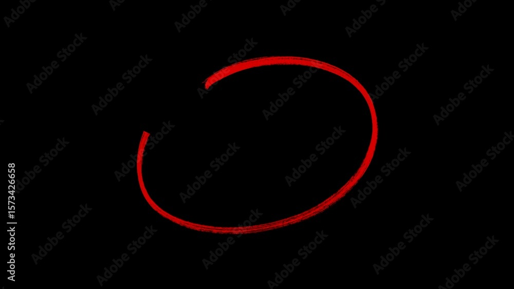 Red Hand-drawing oval frame circle animation, Handwritten red round ...