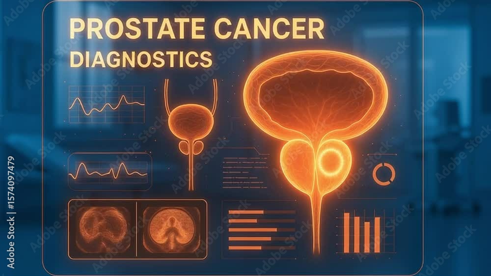 Prostate cancer diagnostics hologram displays detailed medical data and ...