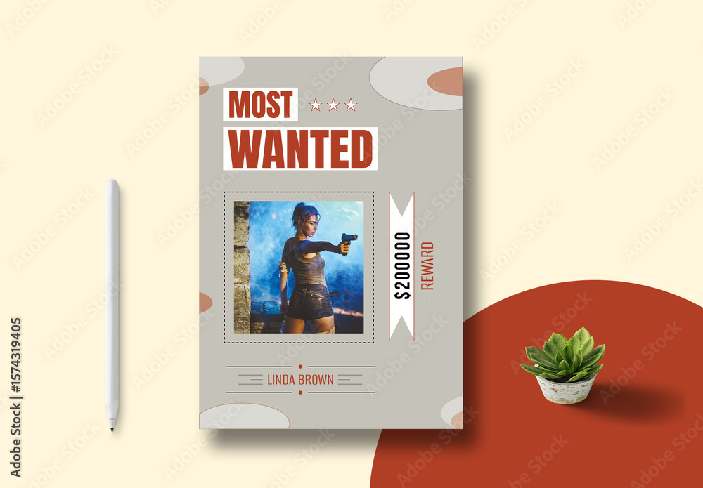 Most Wanted Poster Template Layout Stock Template | Adobe Stock