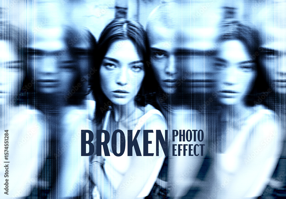 Broken Scanner Photo Effect Mockup Stock Template | Adobe Stock