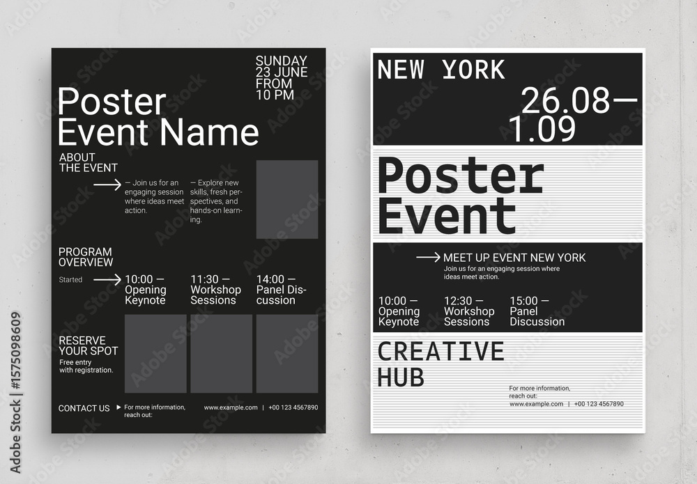 Simple Corporate Event Poster Template with Clean Grid Layouts Stock ...