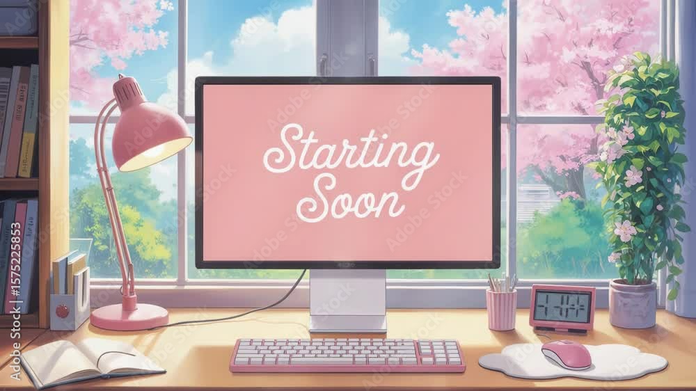 Springtime Stream Setup: Pink Aesthetic with Cherry Blossoms. Stream ...