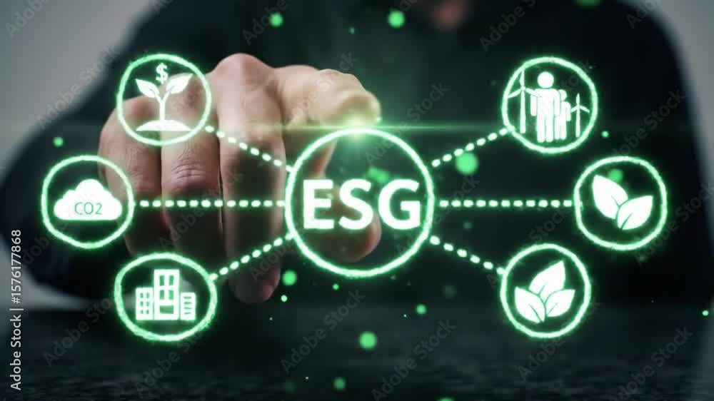ESG Concept Man Interacts with Environmental, Social, and Governance ...
