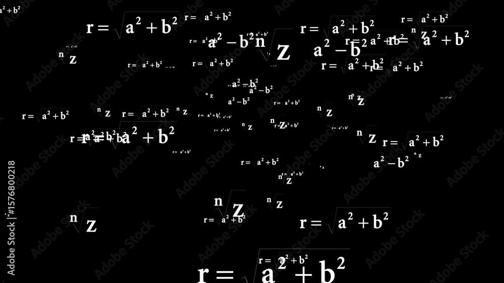 Mathematical formulas Black Screen Overlay. Seamless Loop Background ...
