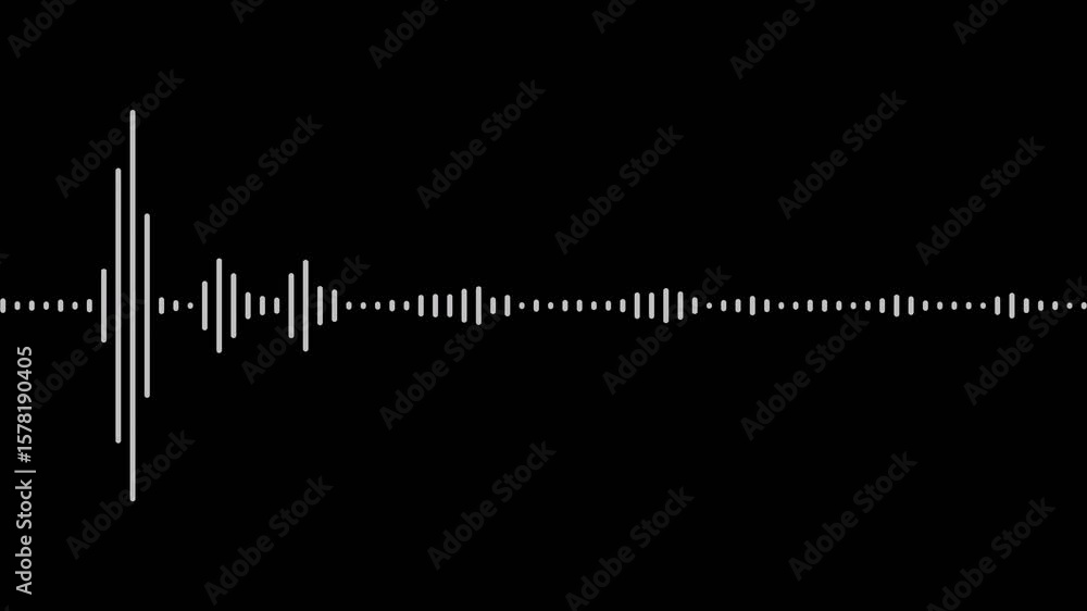 audio wave animation isolated on black background. Audio waveform with ...