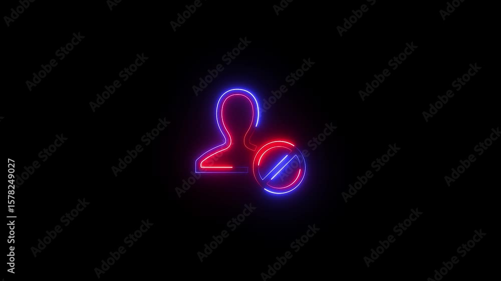 Neon warning or no entry forbidden circle and line symbol. Red ban ...