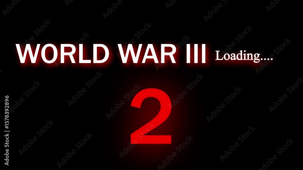 World war iii loading screen concept with number three and red neon ...