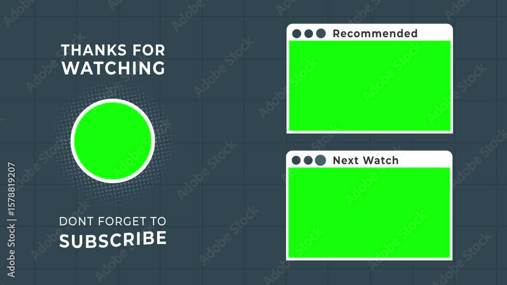 YouTube End Screen Template Outro Animation Green Screen Chroma Key ...