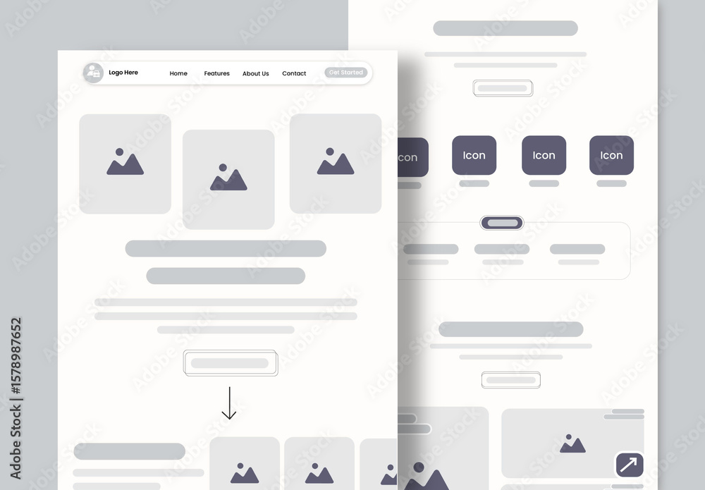 UX Wireframe Template for Interior And Architecture Websites Stock ...