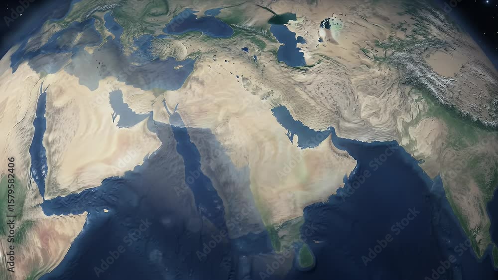 Zoomed In View of Planet Earth with Visible Continents Oceans and Outer ...