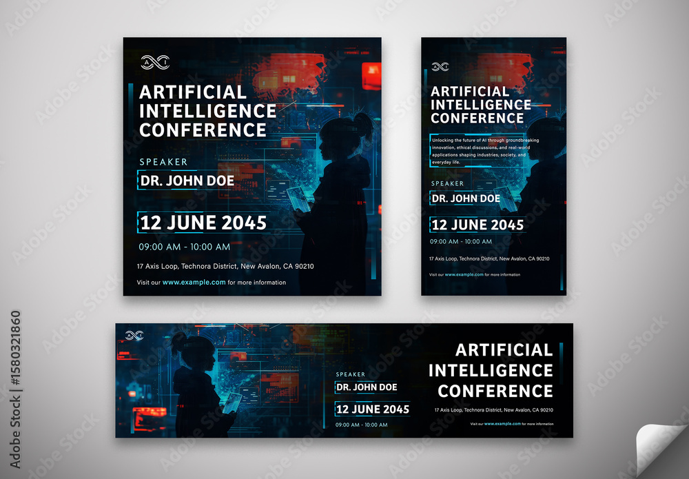Editable Artificial Intelligence Conference Template – Digital Red ...