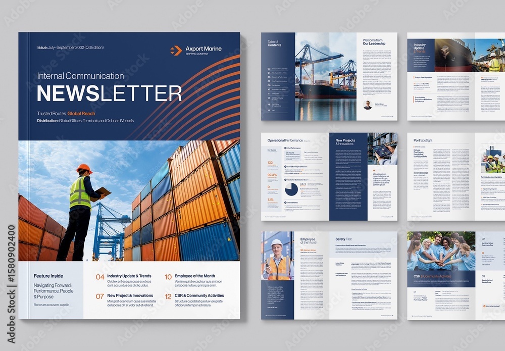 Newsletter Brochure Template for Company Bulletins, Corporate Updates ...