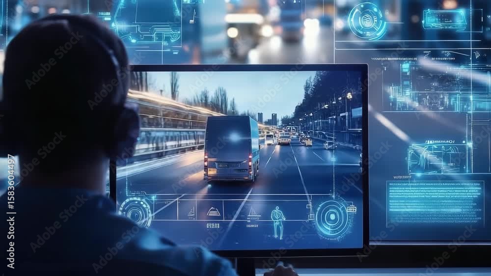 Autonomous vehicle monitoring system with futuristic interface ...