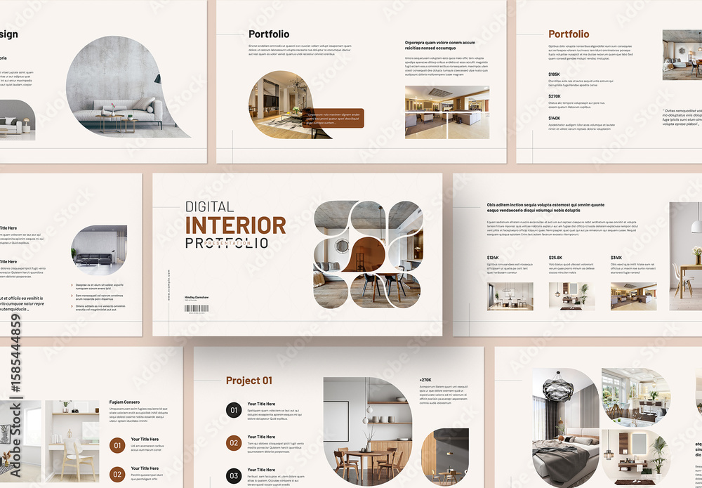 Modern Interior Design Portfolio Presentation Template Stock 템플릿 ...