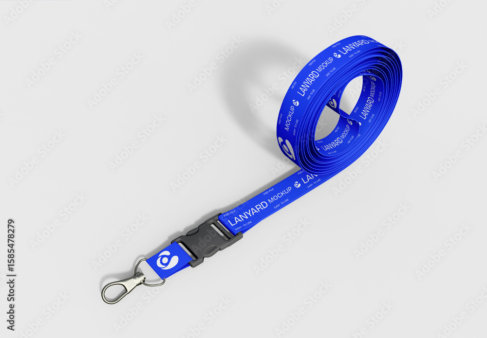 Blue Lanyard Mockup Top View Stock Template | Adobe Stock
