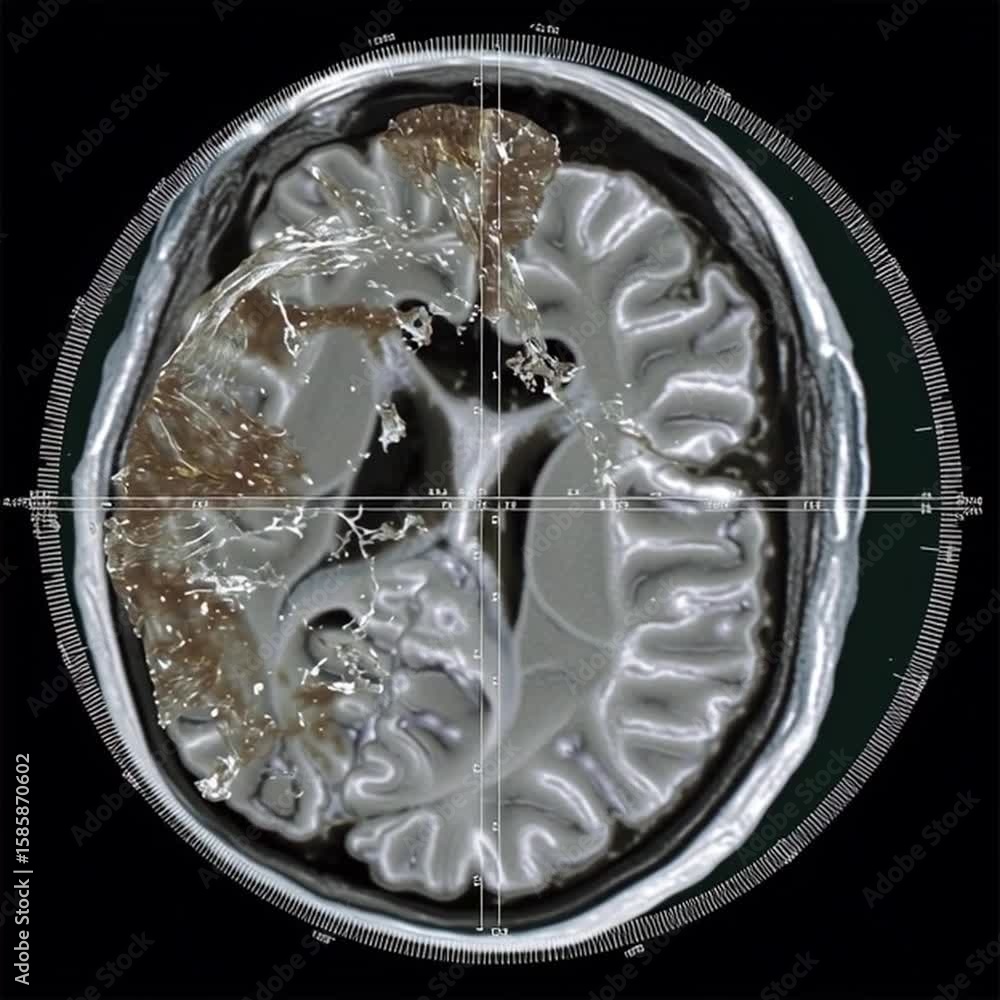 Amyloid plaque brain. Neurodegeneration cells. A high-resolution MRI ...