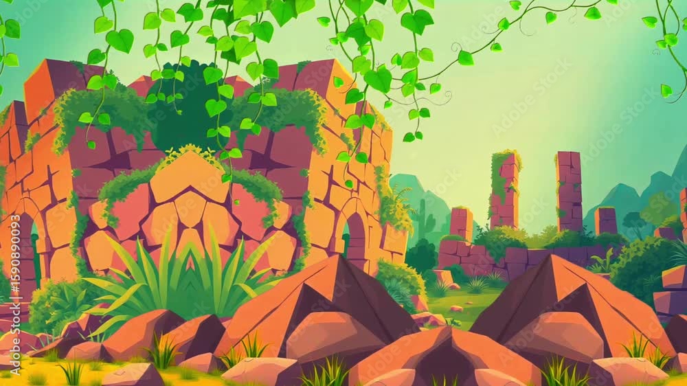 Cartoon Arch Bricks Scenery: The side Scenery of the cartoon arches ...