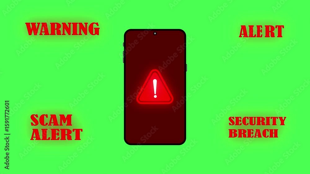 Green Screen Security Alert Animation ,Blinking Warning Symbol on ...