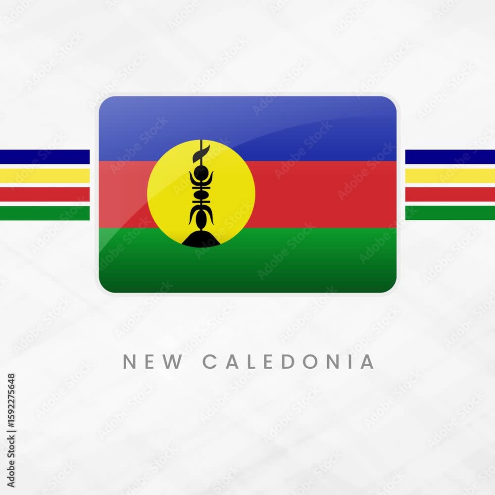 Vibrant Animated New Caledonia Flag Waving with Bold Blue, Red, and ...