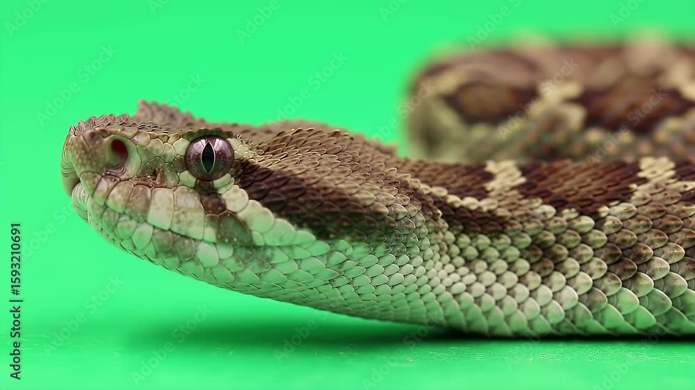 3D Realistic Horned Viper Cerastes Cerastes Isolated on Green Screen ...
