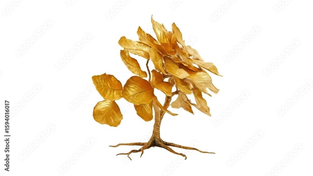 Elegant golden tree sculpture featuring shimmering leaves and a ...