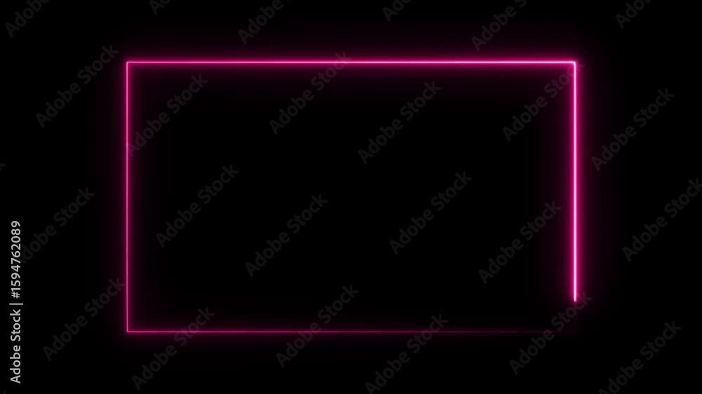Bright neon effect rectangle border frame Loop background. Border frame ...