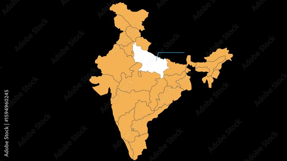 Uttar Pradesh map animated video. Uttar Pradesh location in India ...