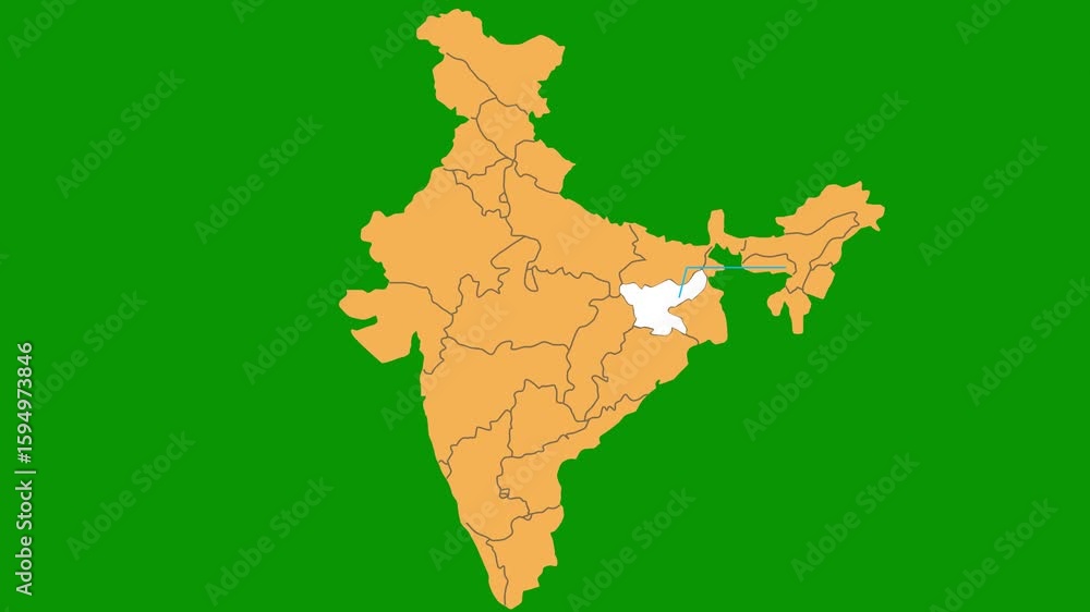 Jharkhand map animated video. Jharkhand location in India highlighted ...