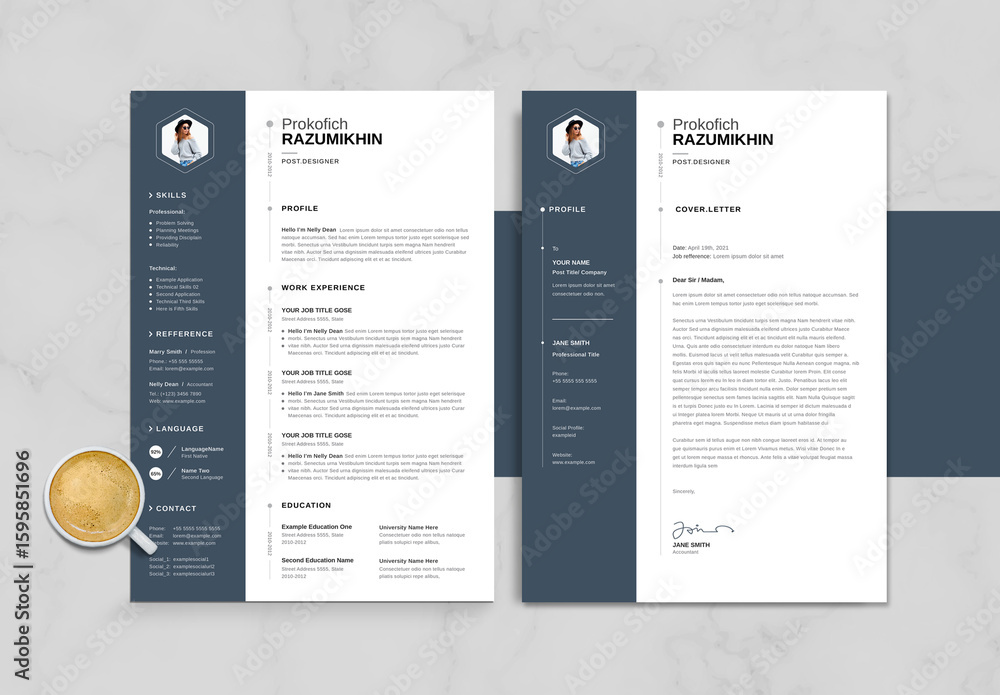 Simple Sidebar Resume and Cover Letter Layout Stock Template | Adobe Stock
