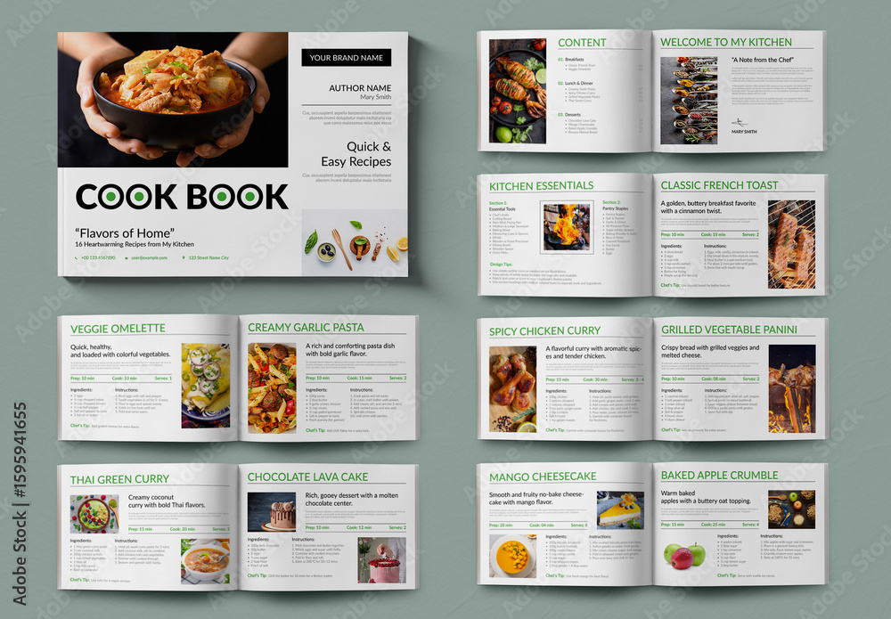 Recipe Book Template Layout Stock Template | Adobe Stock