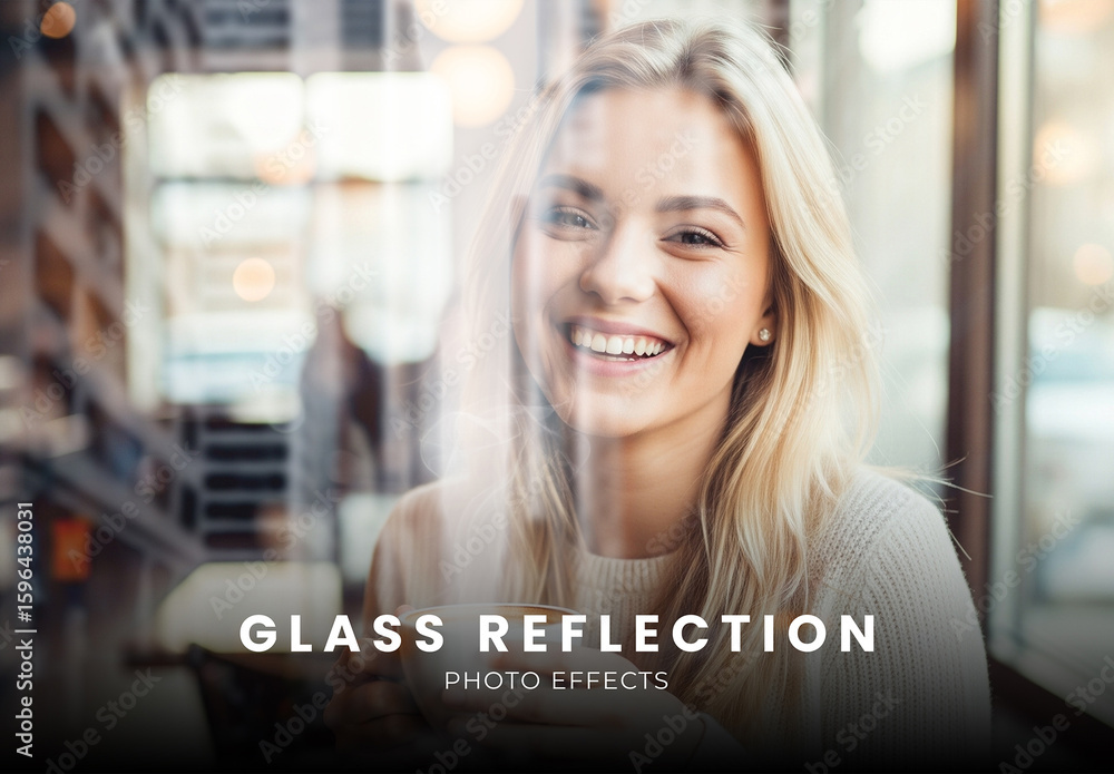 Modelo de Glass Reflection Photo Effect do Stock | Adobe Stock