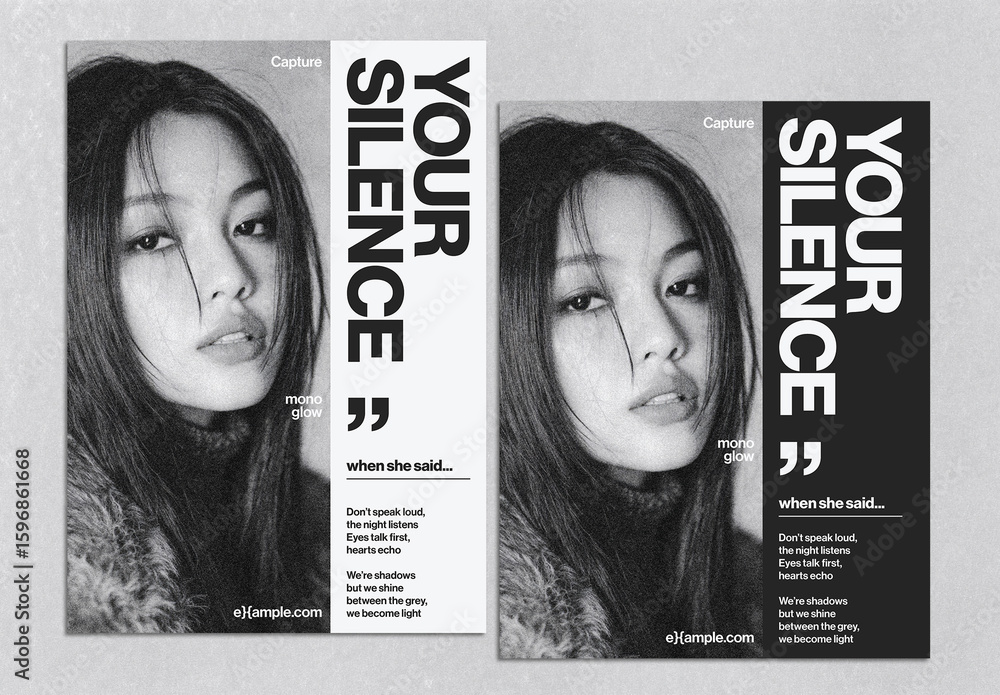 Grayscale Voice Poster Layout Stock Template | Adobe Stock