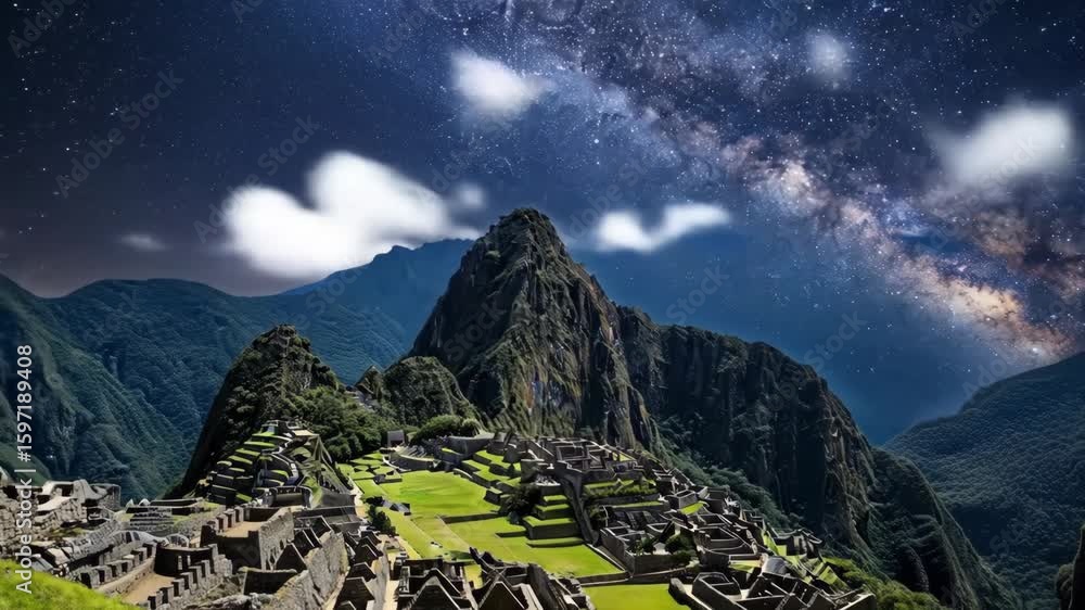 Machu Picchu Under the Milky Way - The ancient Incan citadel of Machu ...