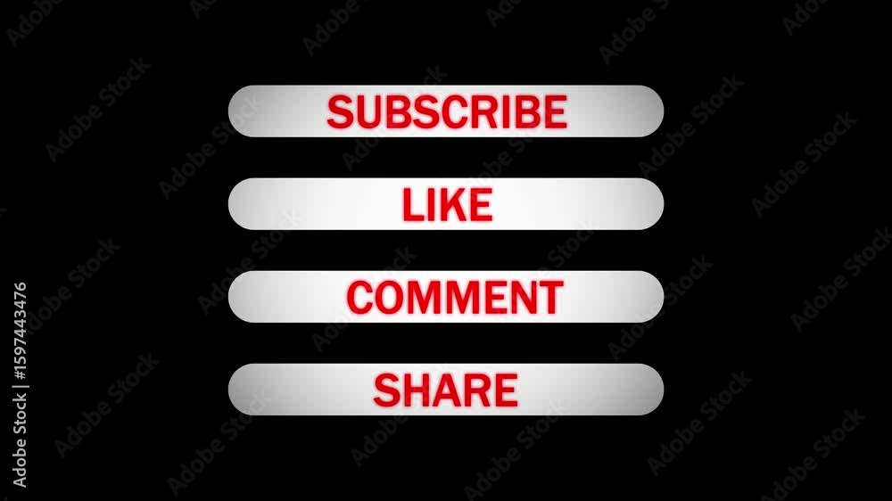 Motion graphics overlay with animated subscribe like comment share ...