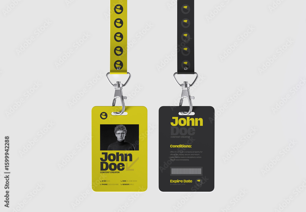 Employee ID Card Design Template Set with Lanyards Stock Template ...