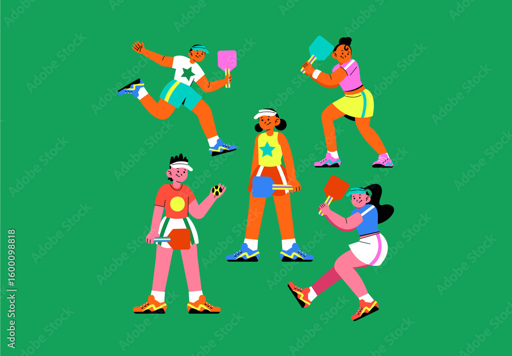 Green Pickle Ball Figures Asset Illustration Stock Template | Adobe Stock