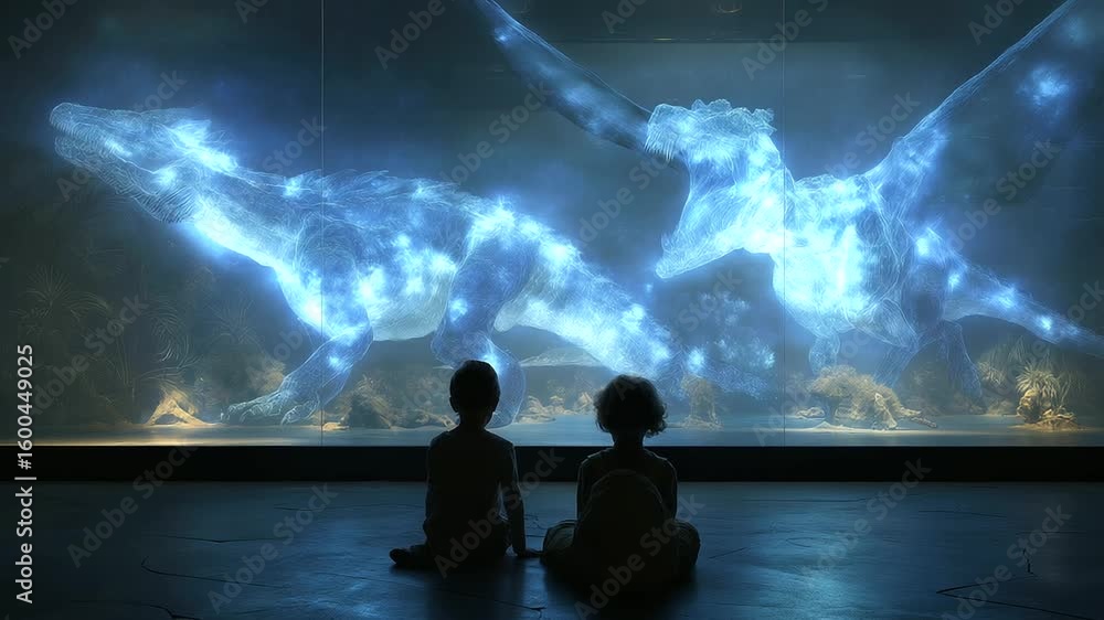 Virtual Museum with Holograms of Extinct Species in AI Technology vídeo ...