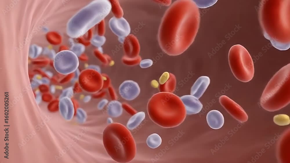 Close-Up View of Red Blood Cells, White Blood Cells, and Platelets in a ...