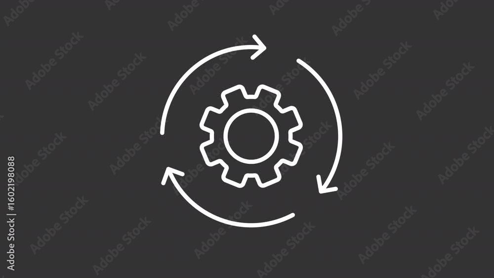 Process automation white line animation. Workflow organization animated ...