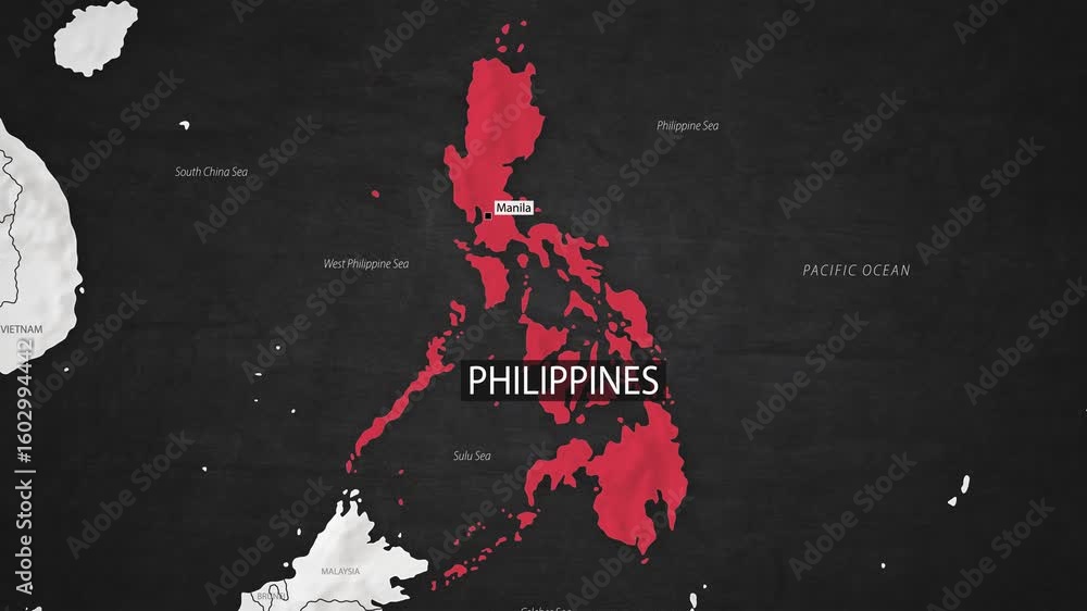 Philippines Map - Fast Zooming from World Map. Animated Motion Graphics ...