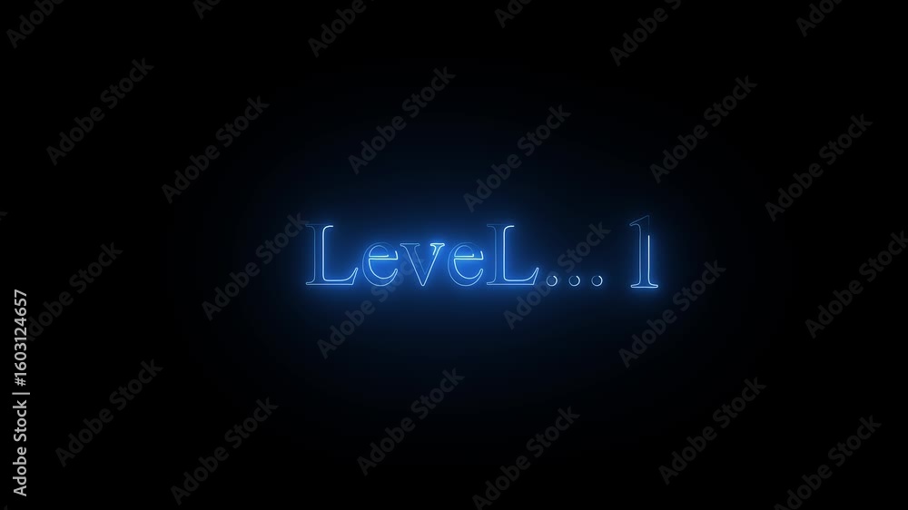 level 1 neon bright text font colorful 4k video animation. Neon level ...