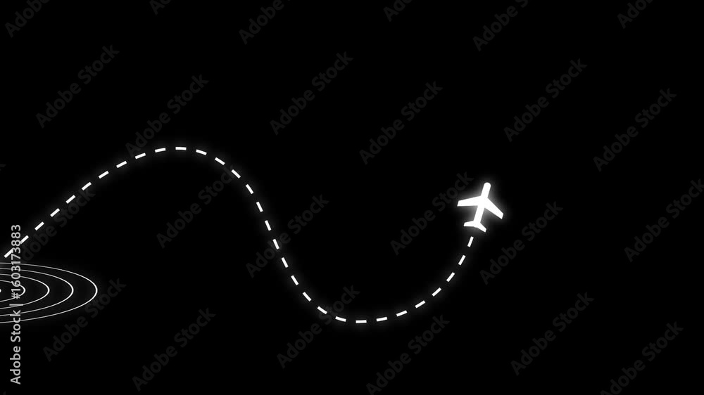 Airplane flight path animation, travel route map, tourism and vacation ...