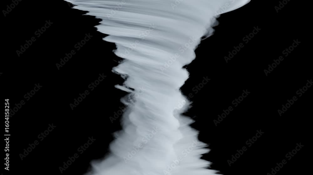 3D Tornado Animation on Black Background. Rotating Cyclone Storm Vortex ...